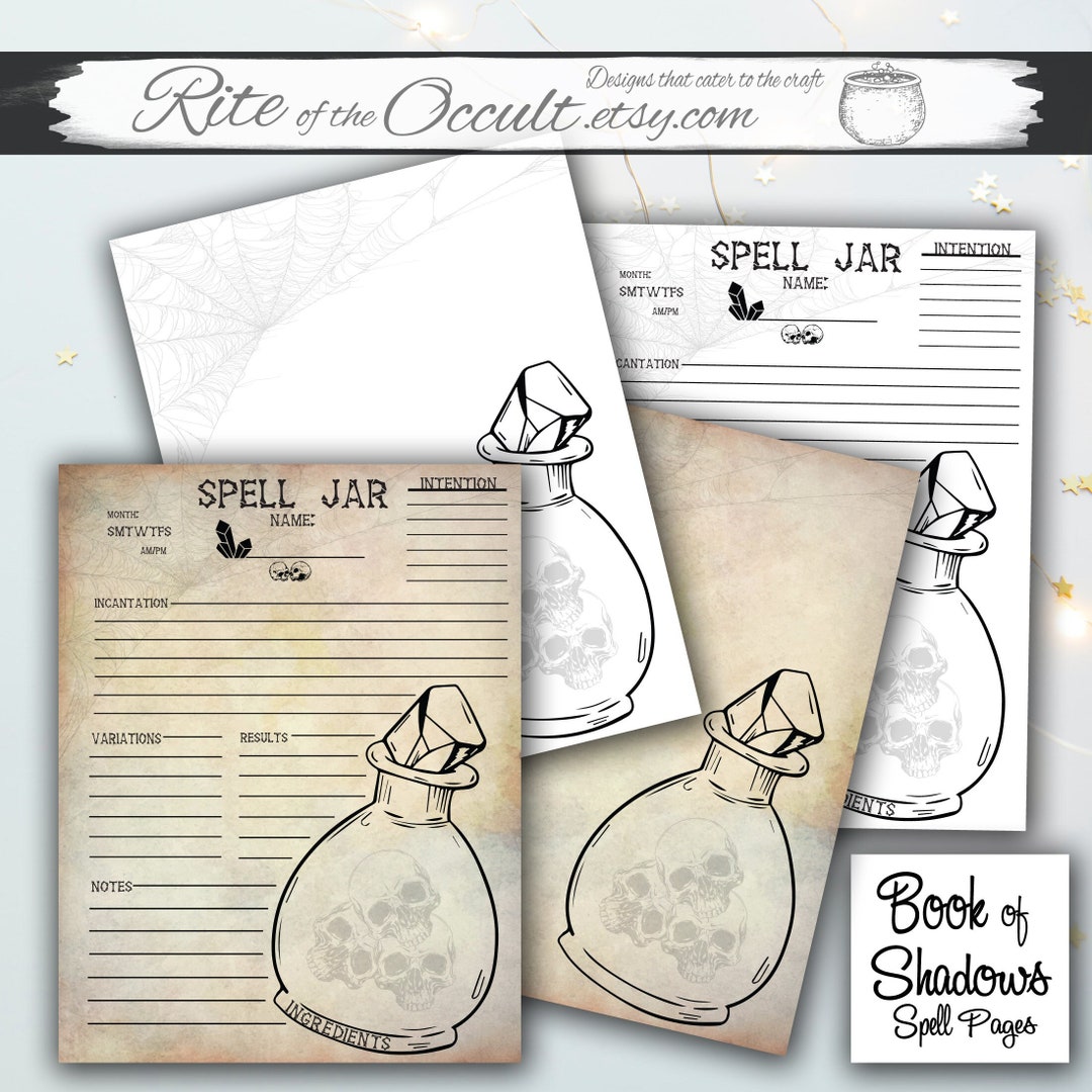 Crystal Skull Spell Jar Digital Download Worksheet, Printable Spell ...
