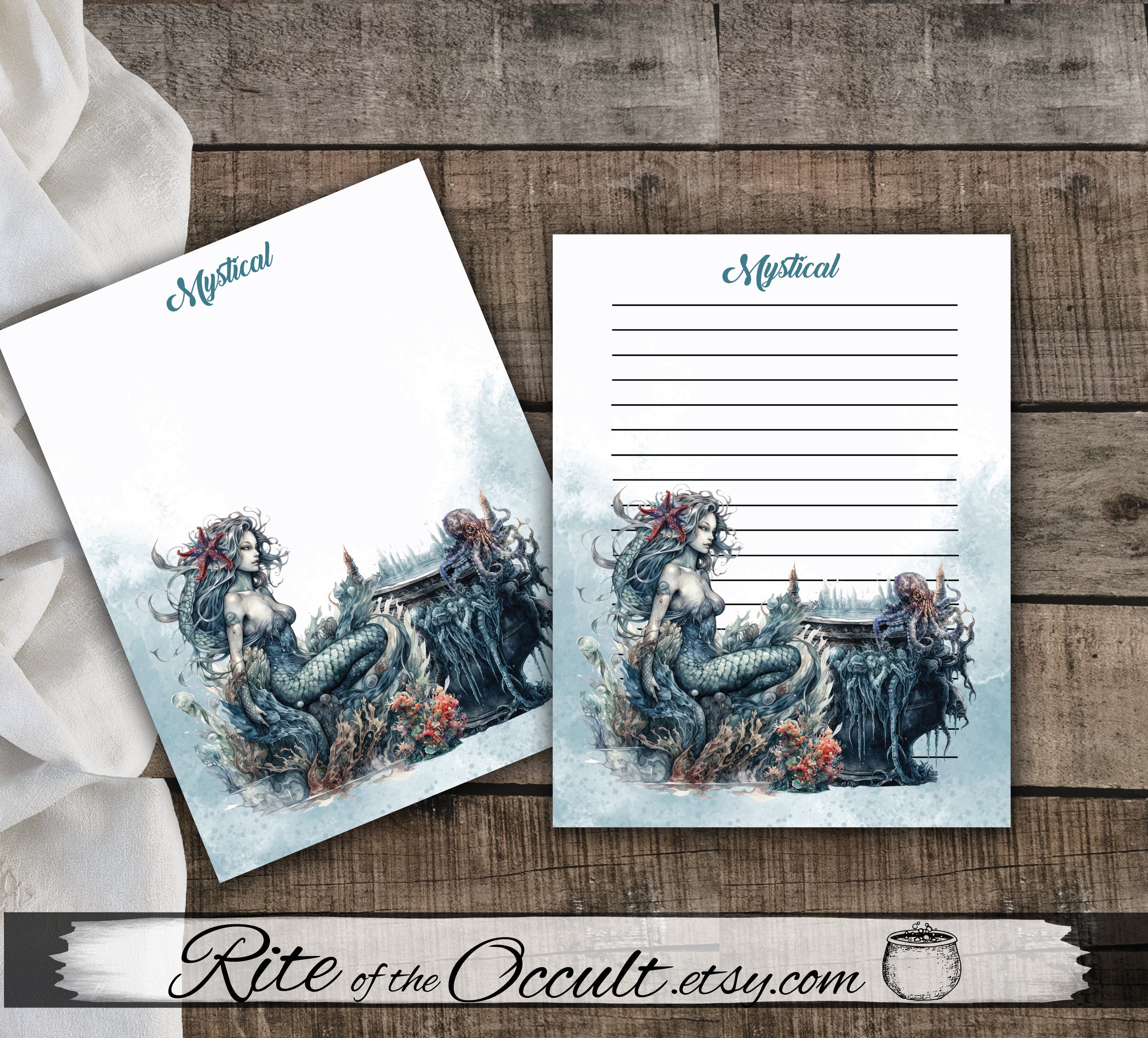 Mystical Mermaid Digital Download Journal Scrapbooking Paper, Book of ...