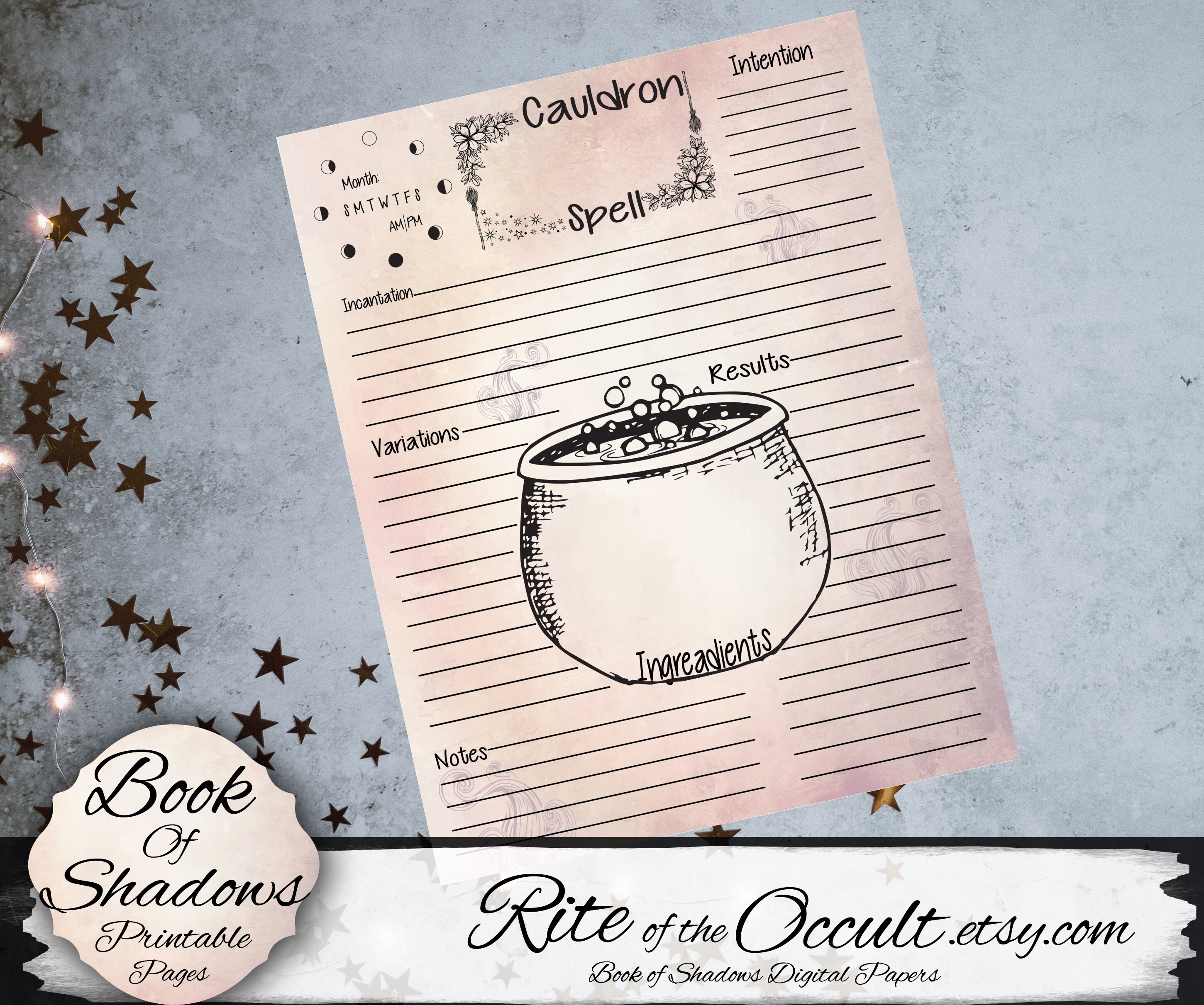 Witches Cauldron Spell Page Digital Download Journal - Etsy