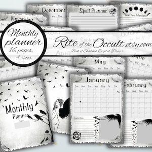 Witch Monthly Planner Printable Pages, Daily Witch Planner Digital ...