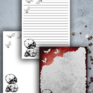 Skull Digital Download Spell Book Page, Gothic Bat Journal Scrapbooking ...
