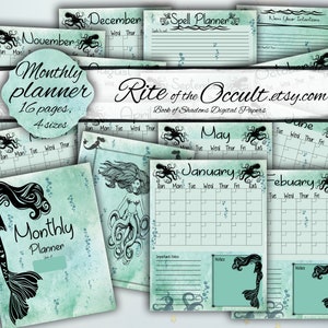 Witch Monthly Planner Printable Pages, Daily Witch Planner Digital ...