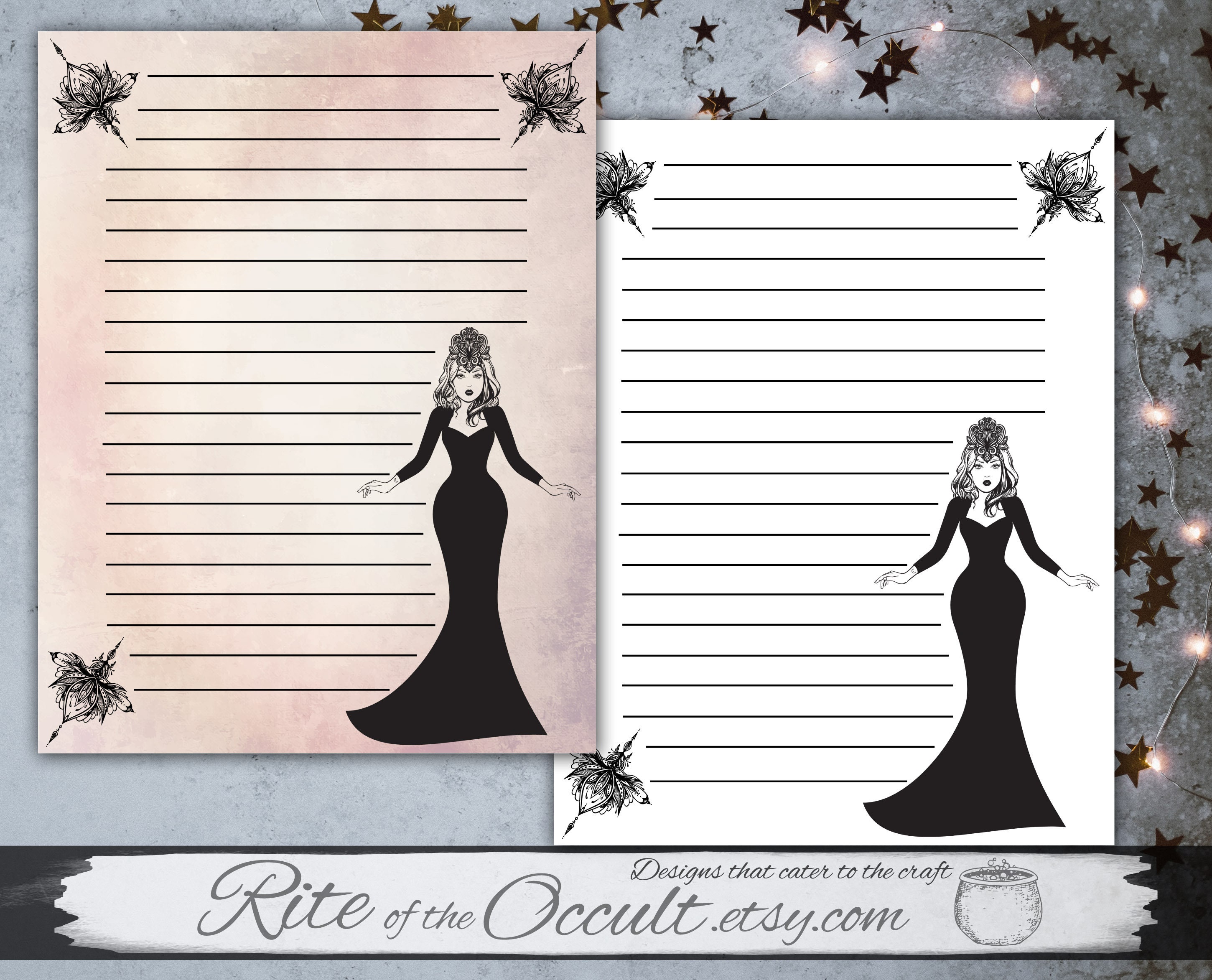 Floral Witch Grimoire Page, Book of Shadows Blank Page, Printable Spell ...