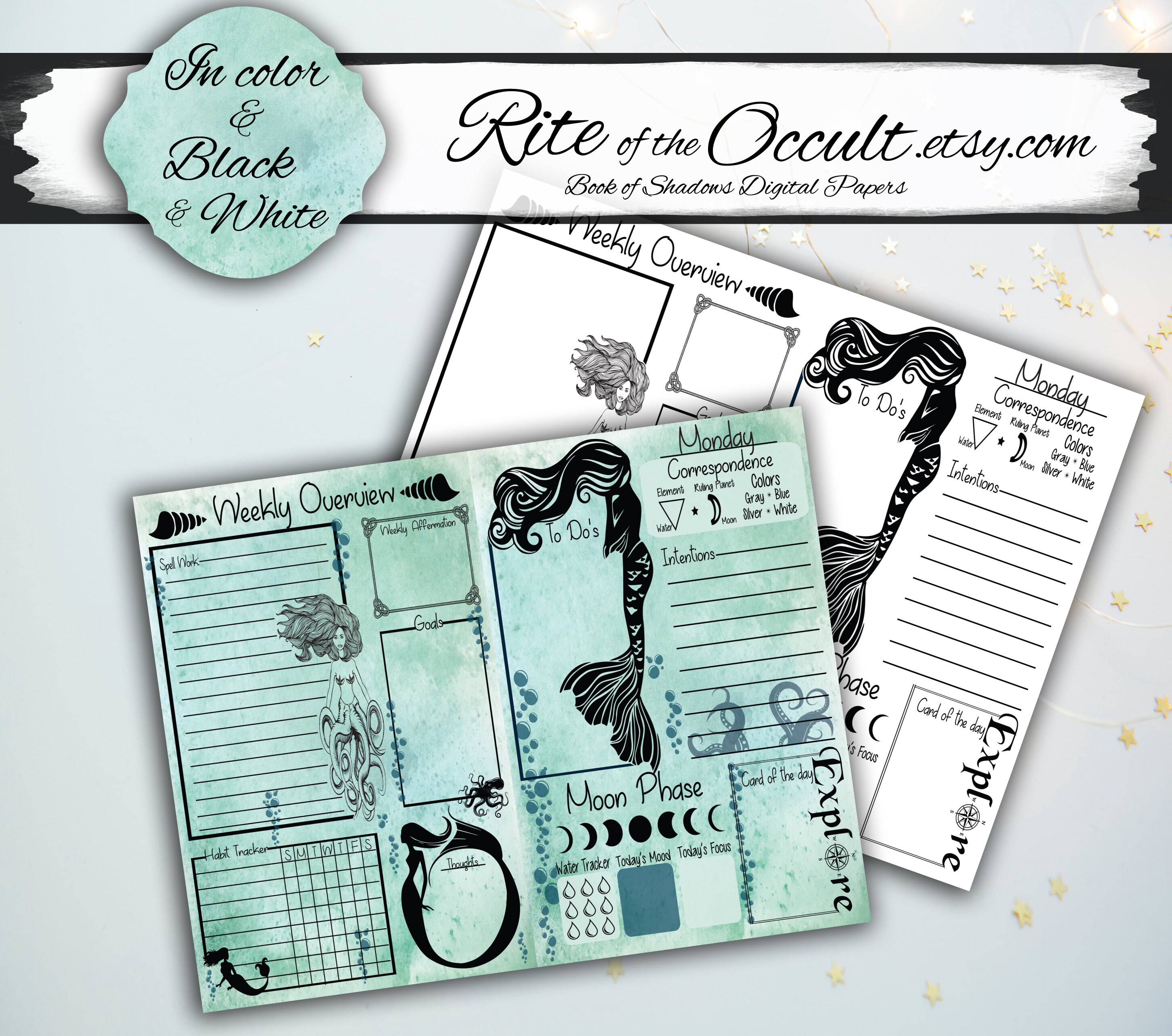 Witchy Daily Planner Printable Pages Sea Witch Planner - Etsy