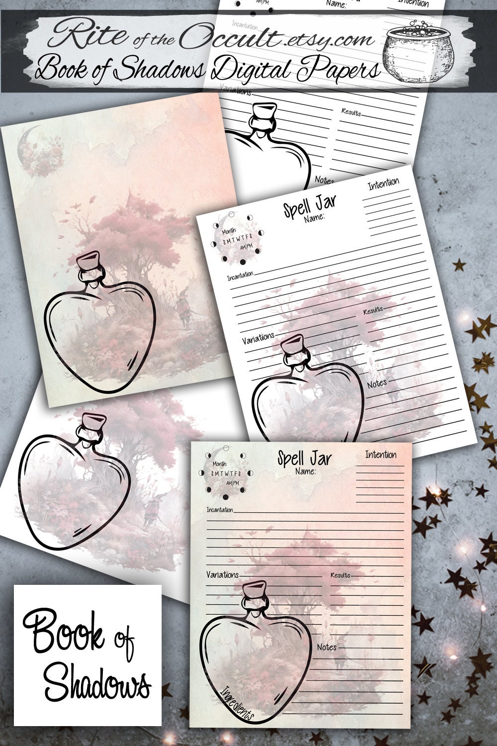 Love Potion Spell Jar Digital Download Worksheet, Printable Spell Chart ...