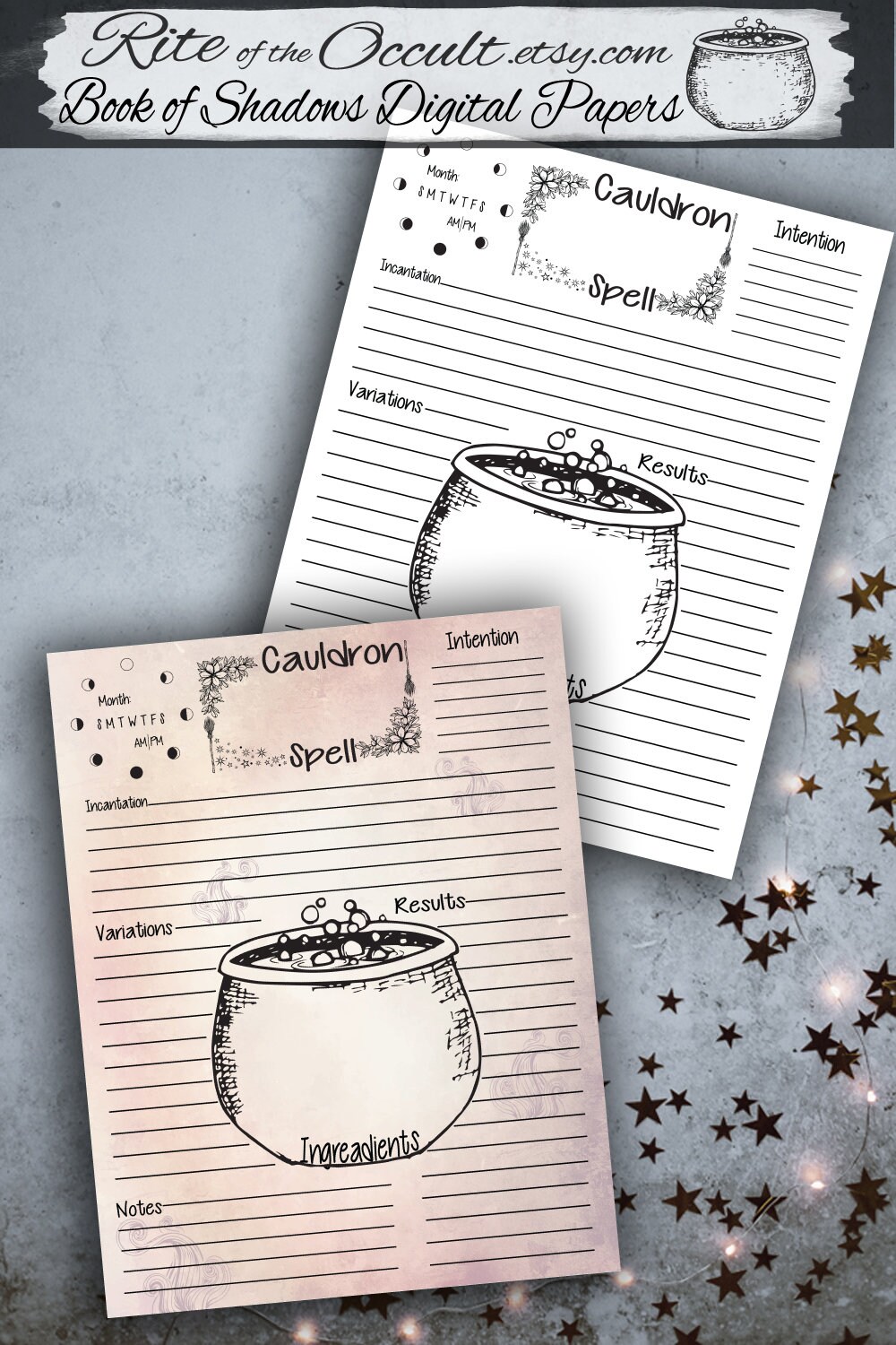 Witches Cauldron Spell Page Digital Download Journal - Etsy