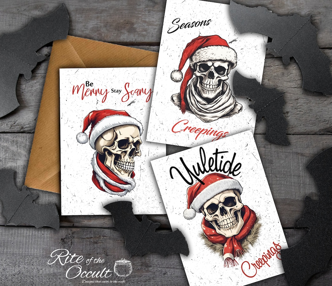 Gothic Horror Printable Christmas Cards, Digital Download Blank Holiday Creepsmas Cards, Print ...