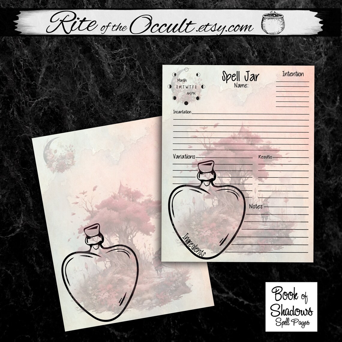 Love Potion Spell Jar Digital Download Worksheet, Printable Spell Chart ...