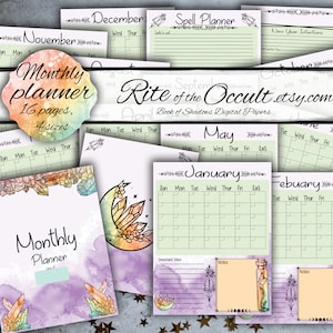 Witch Monthly Planner Printable Pages, Daily Witch Planner Digital ...