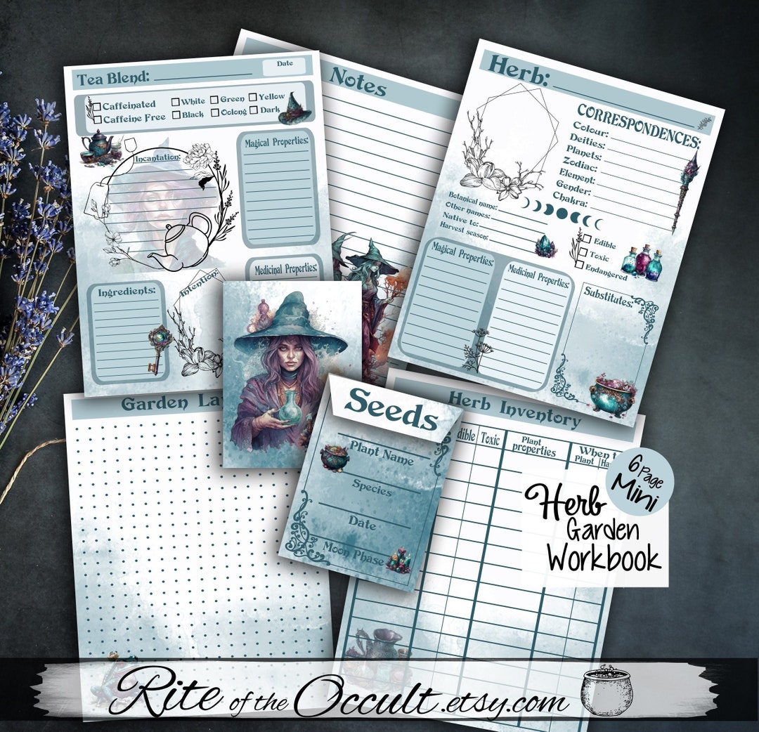 Witches Herb Garden Mini Workbook Digital Download, Printable Worksheet ...