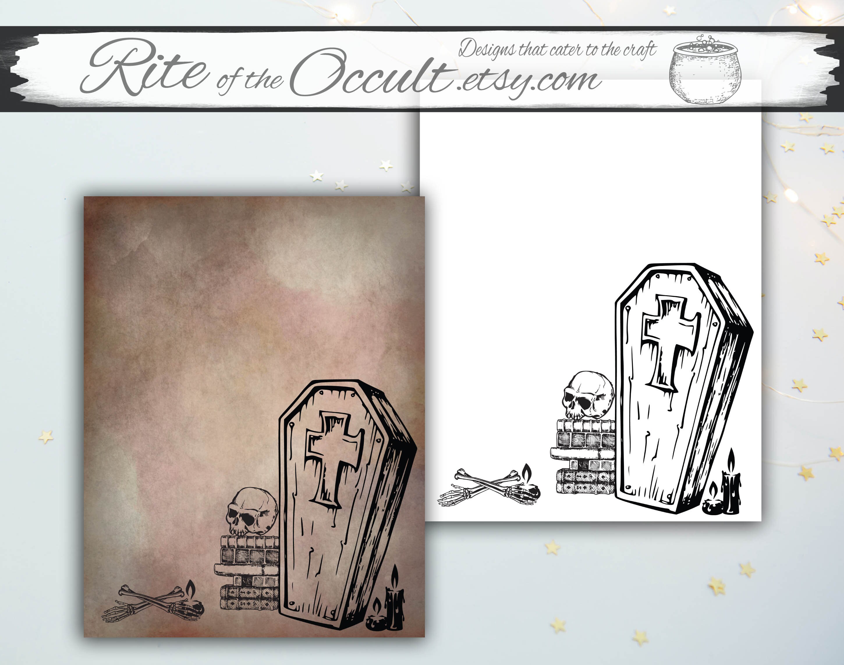 Skull Coffin Digital Download Journal Scrapbooking Paper, Book of ...