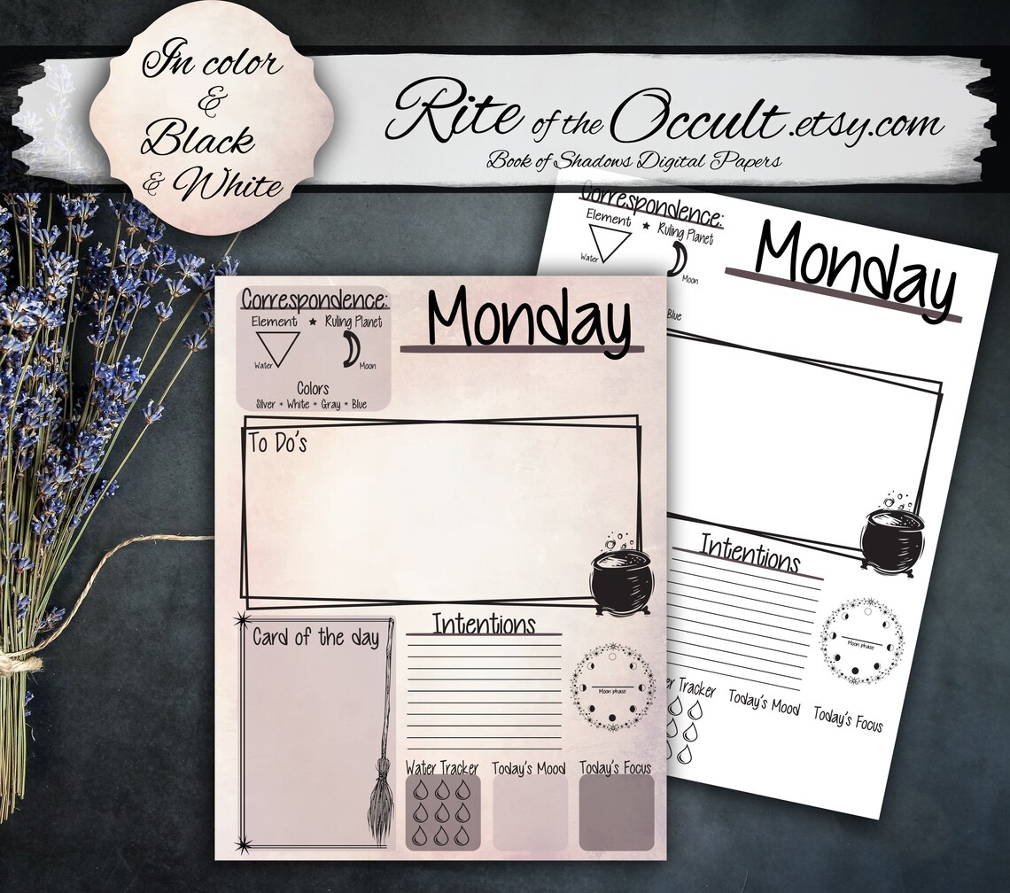 Witch Daily Planner Printable Pages Daily Witch Planner - Etsy