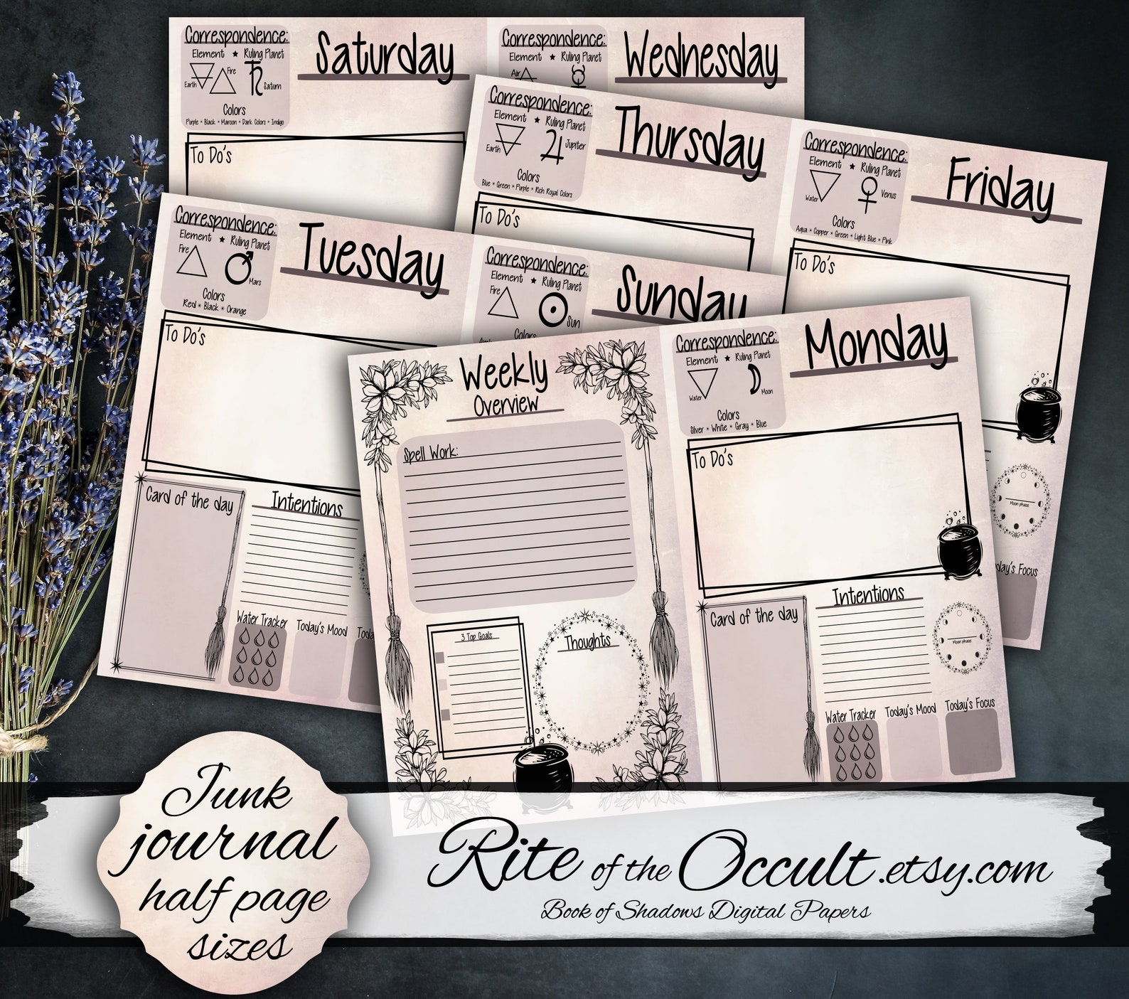 Witch Daily Planner Printable Pages, Daily Witch Planner Digital ...