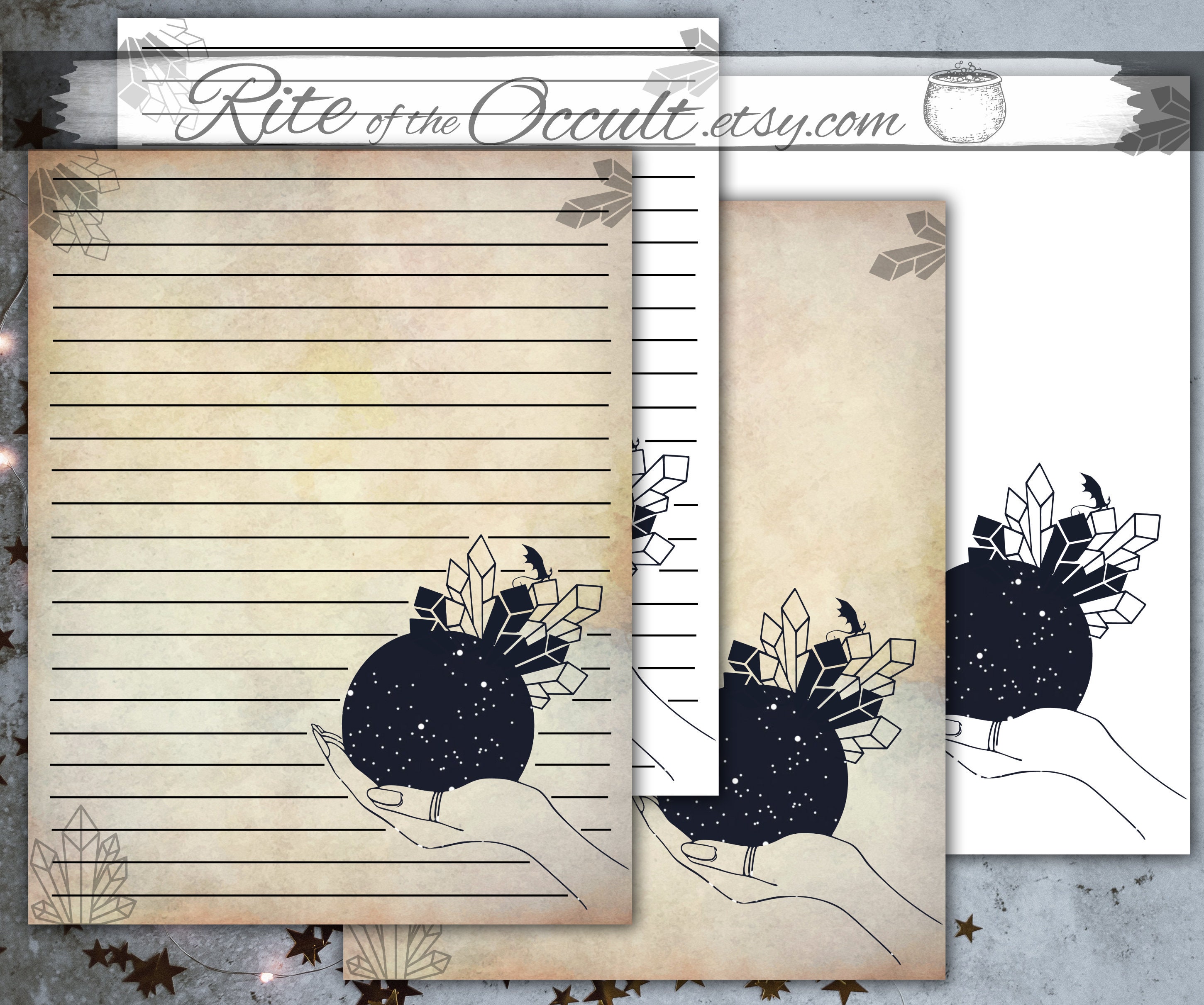Printable Book of Shadows Wicca Blank Pages Skulls and Crystals ...