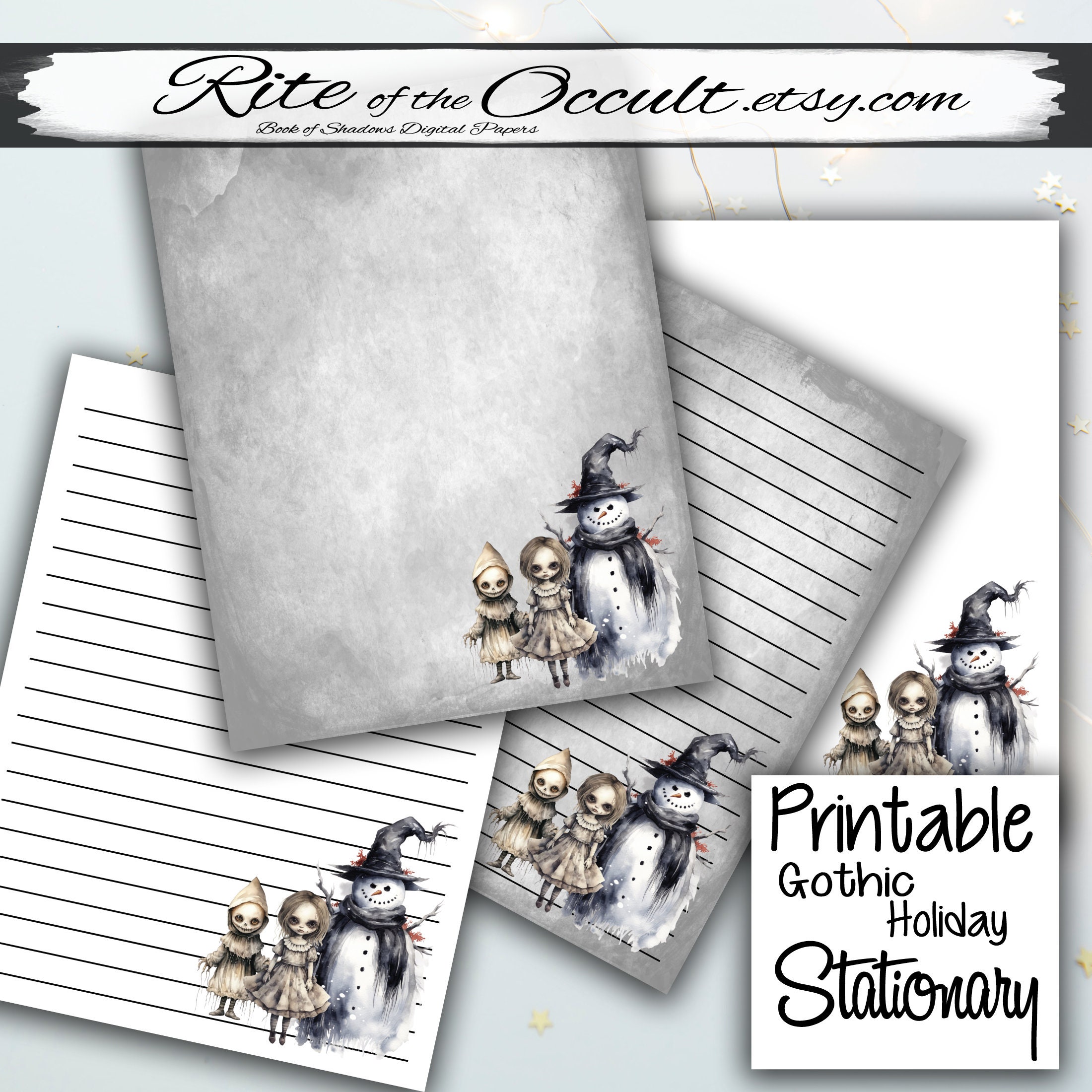 Gothic Horror Christmas Printable Blank Stationary Page, Digital ...