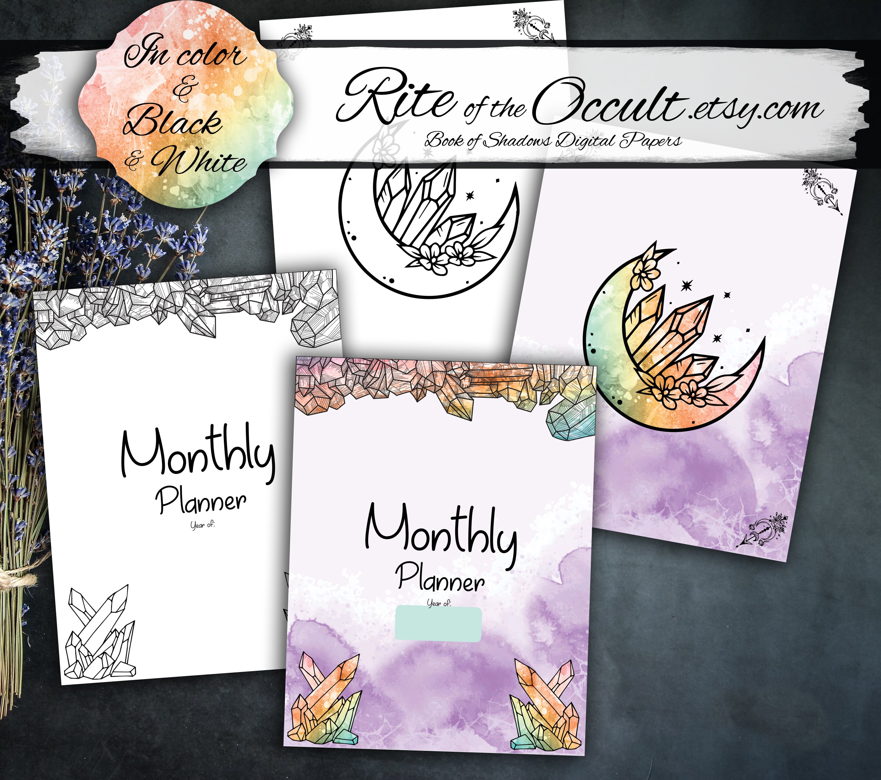 Witch Monthly Planner Printable Pages, Rainbow Planner Digital Download ...