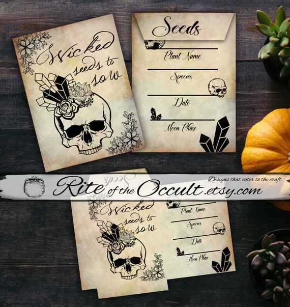Wicked Garden Seed Envelopes Printable Seed Packet Digital | Etsy