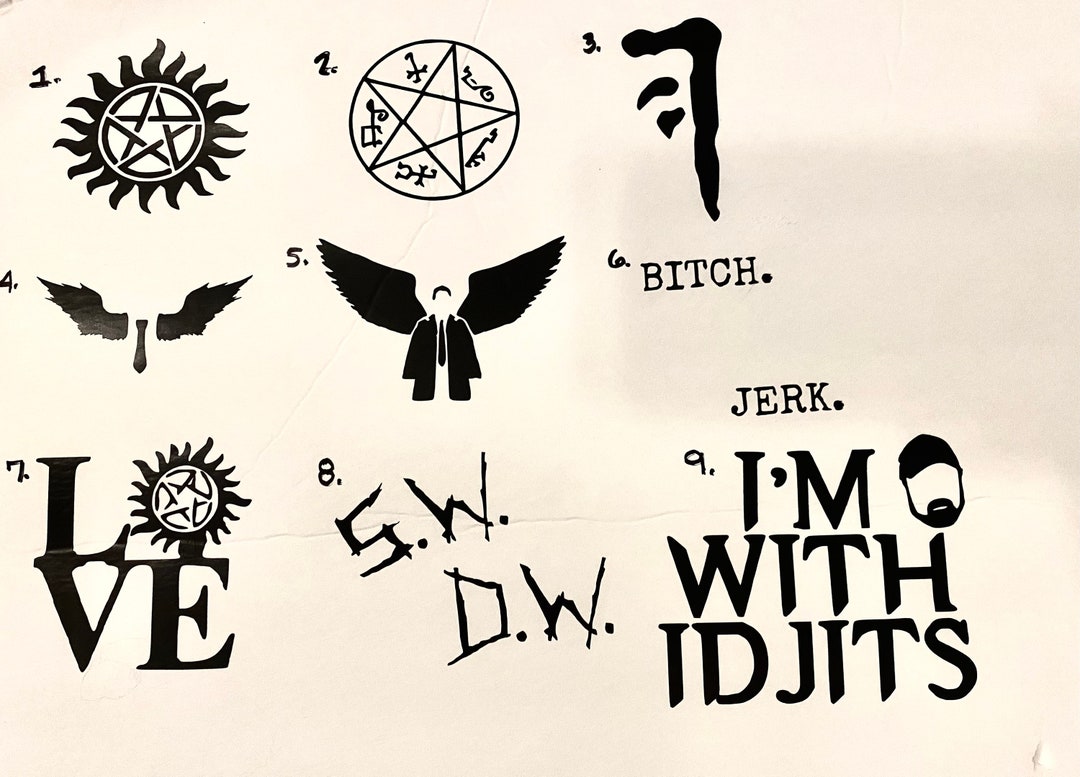 Supernatural Inspired Decals Dean Winchester, Sam Winchester, Idjits ...
