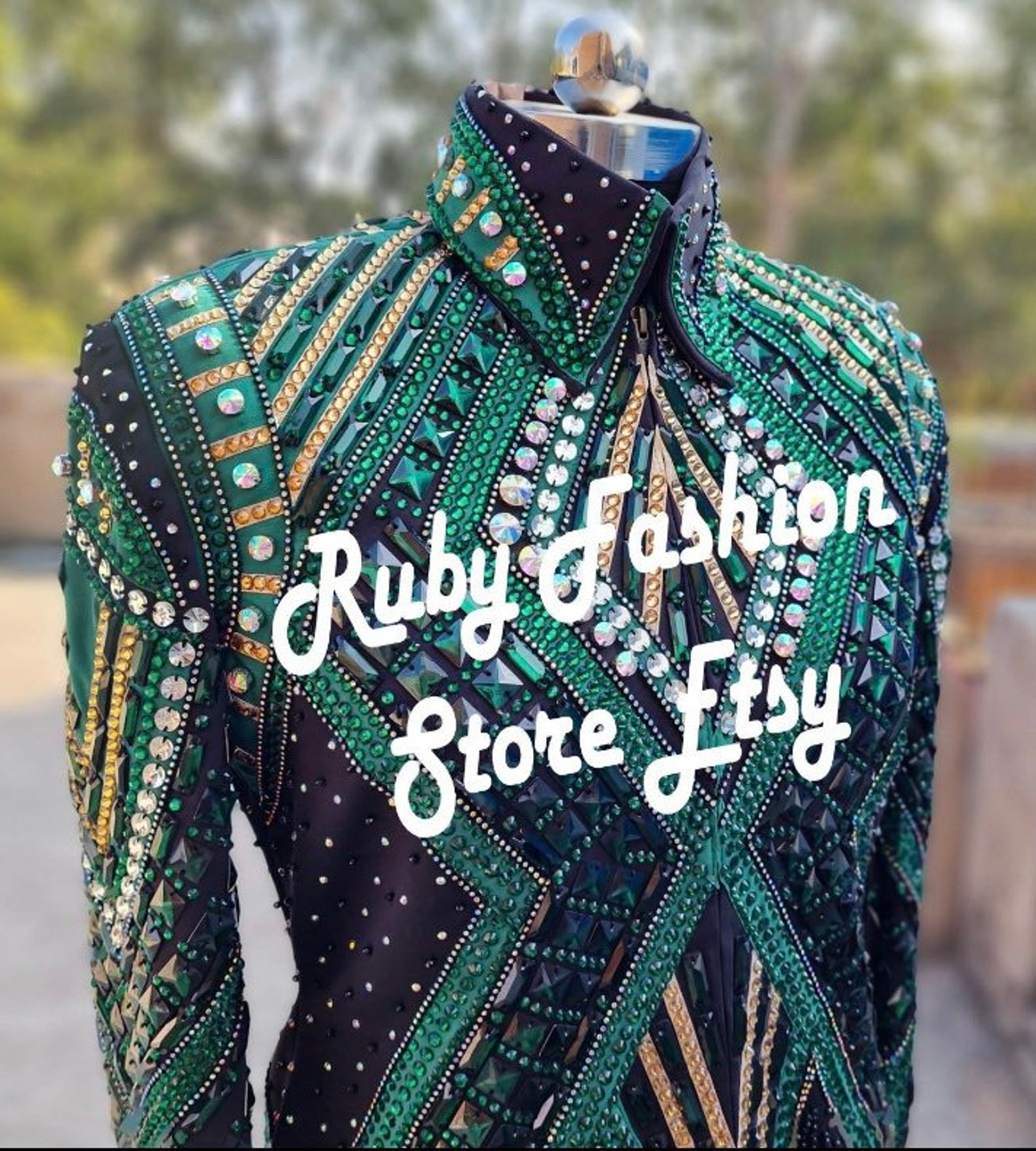 Black Base With Real Glasd Stone Show Jacket - Etsy
