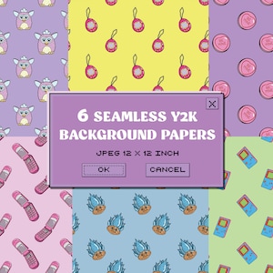 Y2K Digital Paper Pack, CUTE Y2K RETRO 6 Seamless Repeat Pattern Pages ...