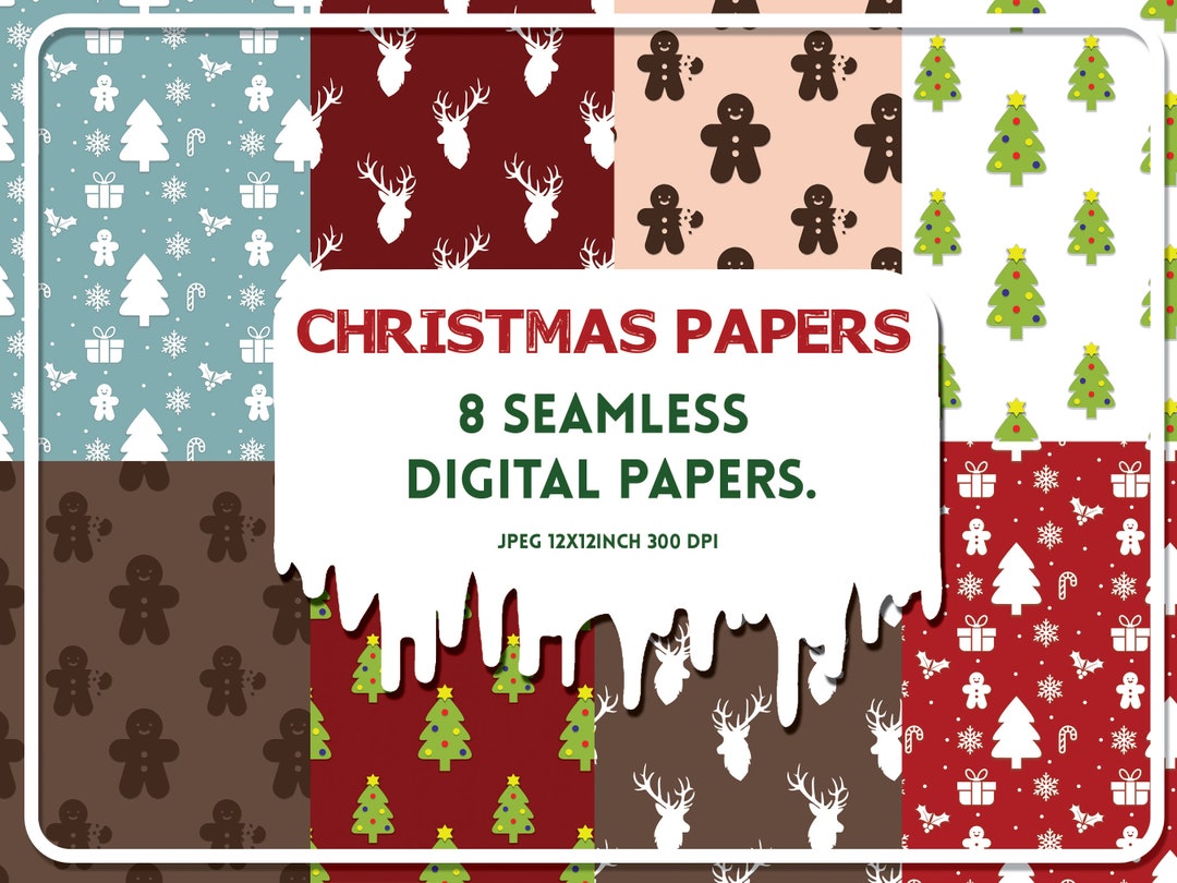 Digital Paper Pack, CHRISTMAS SEASON Seamless Repeat Pattern Pages ...