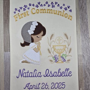 Holy Communion Banner, Personalized First Communion Sign, Embroidered ...