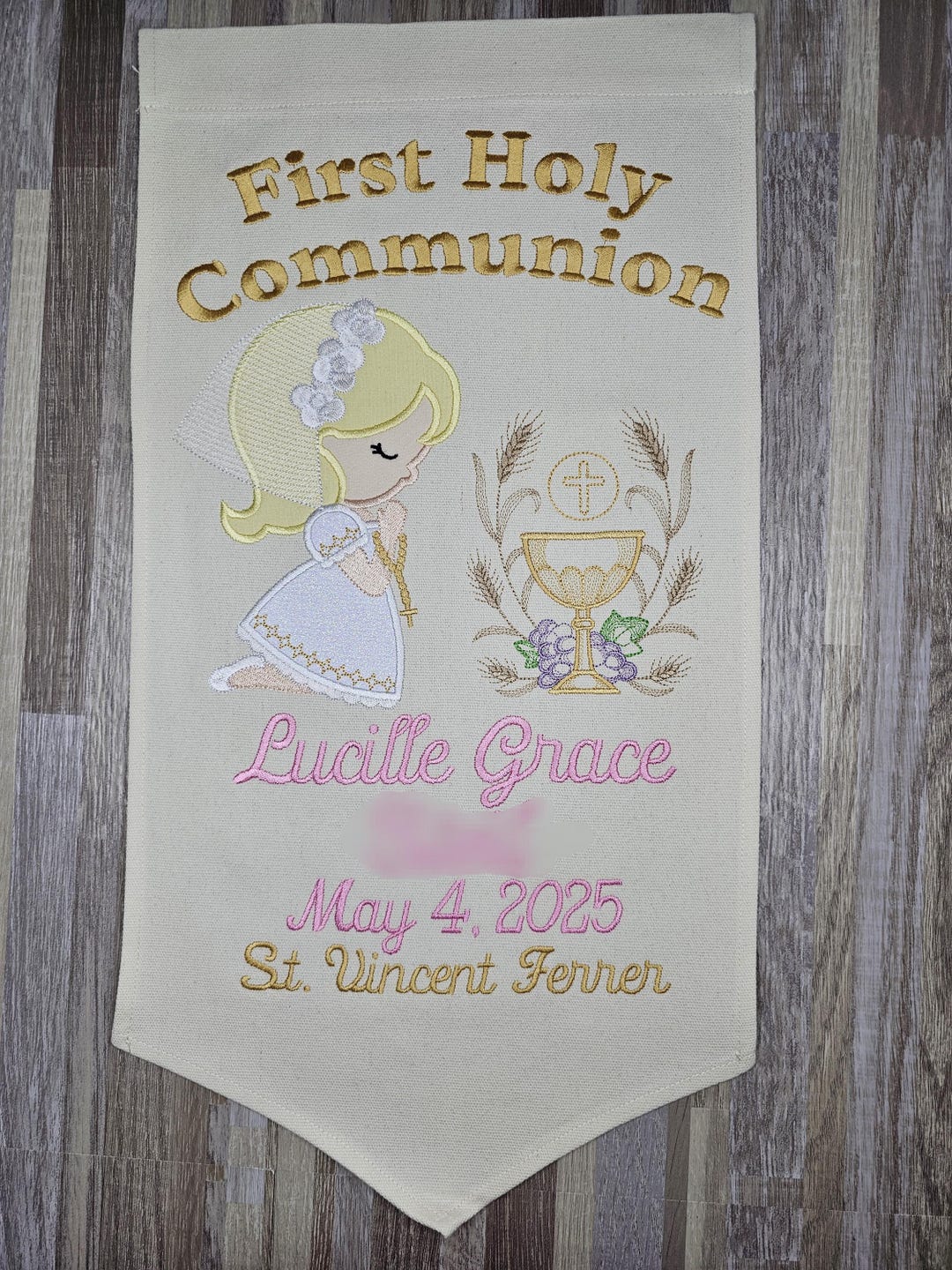 Holy Communion Banner, Personalized First Communion Sign, Embroidered ...