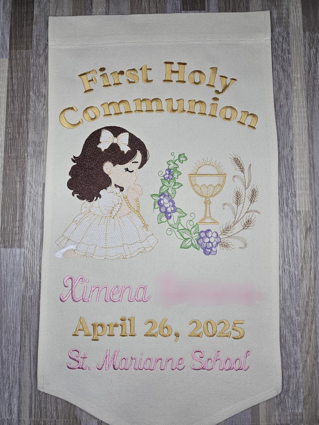 Holy Communion Banner, Personalized First Communion Sign, Embroidered ...