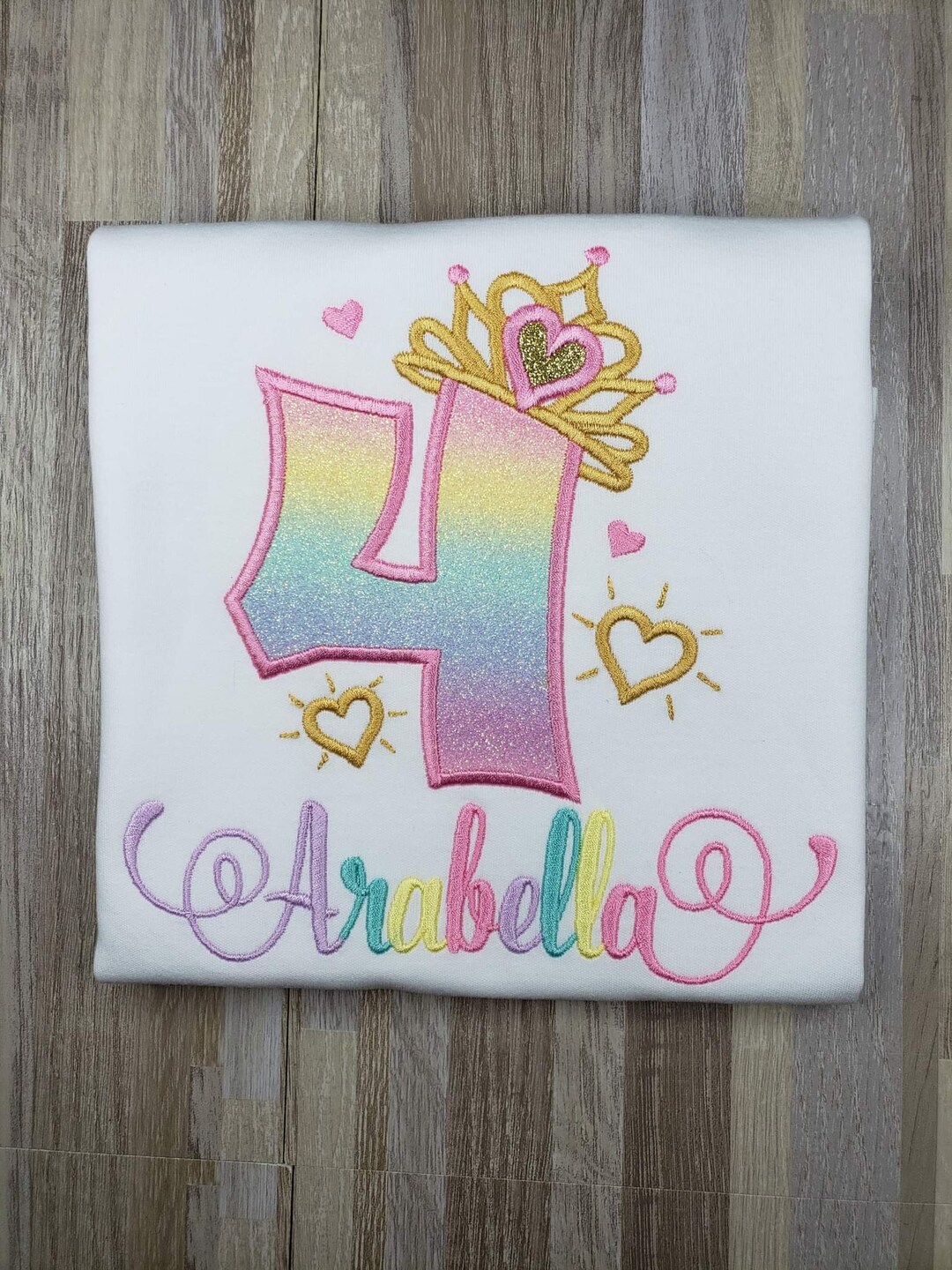 Princess Theme Birthday Shirt, Girls Embroidered Birthday Shirt, Crown ...