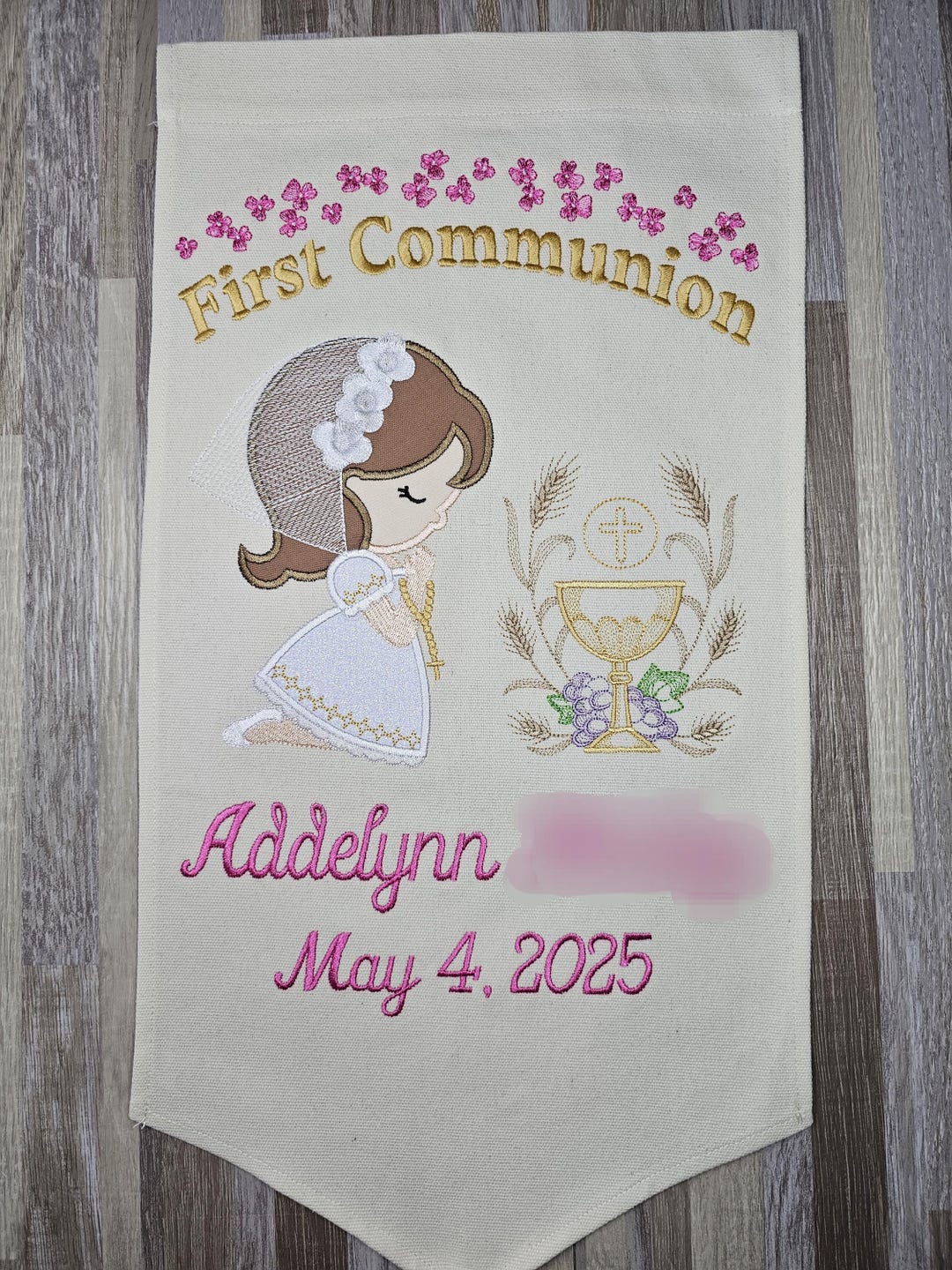 Holy Communion Banner, Personalized First Communion Sign, Embroidered ...
