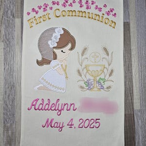 Holy Communion Banner, Personalized First Communion Sign, Embroidered ...