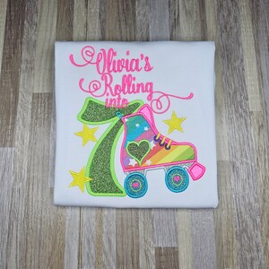 ANY AGE!! Girls Embroidered Roller Skate Theme Birthday Short, Rolling ...