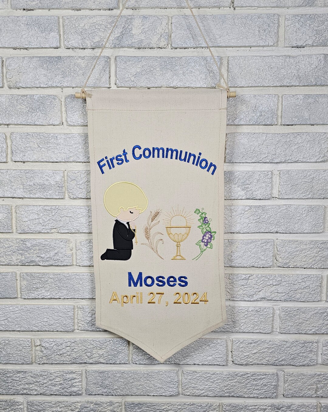 Holy Communion Banner, Personalized First Communion Sign, Embroidered ...