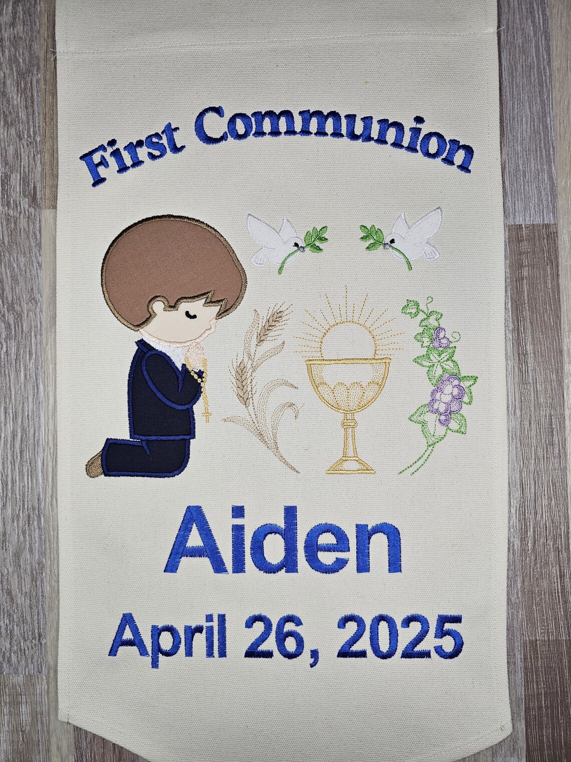 Holy Communion Banner, Personalized First Communion Sign, Embroidered ...