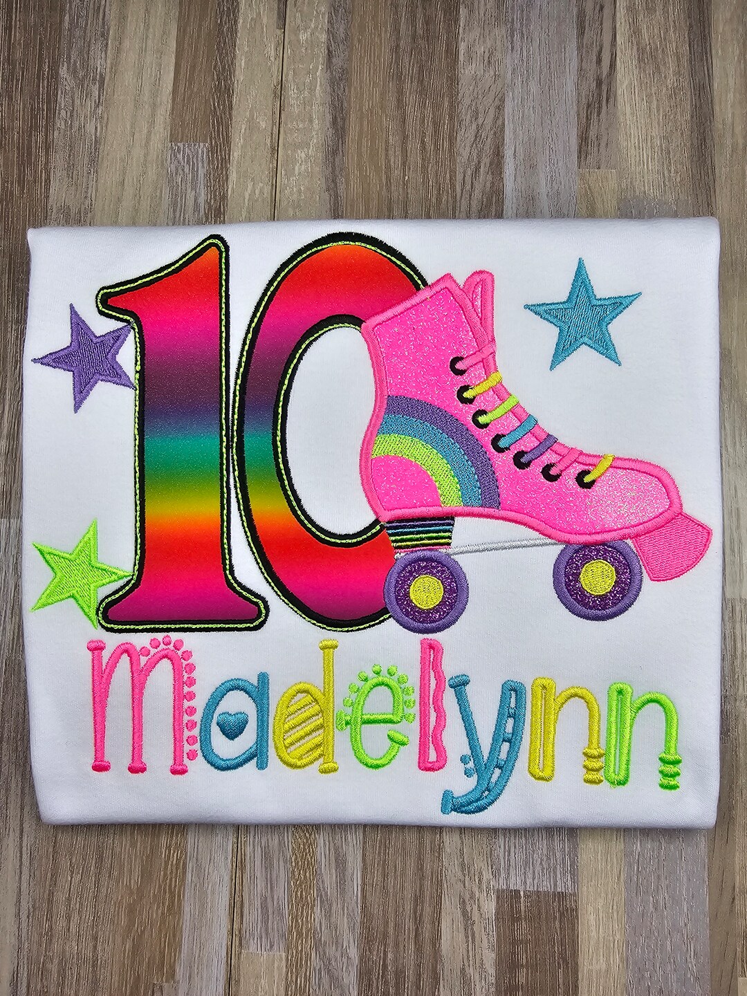 ANY AGE!! Girls Embroidered Roller Skate Theme Birthday Shirt, Skating ...