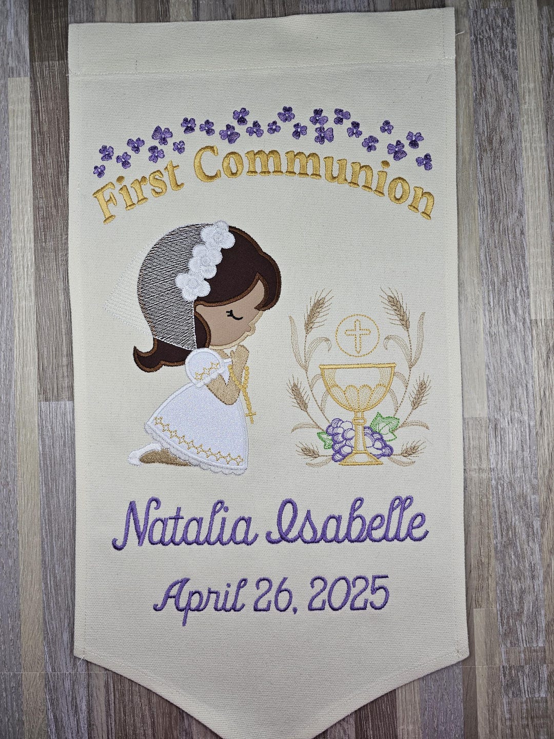 Holy Communion Banner, Personalized First Communion Sign, Embroidered ...