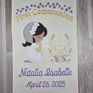 Holy Communion Banner, Personalized First Communion Sign, Embroidered ...