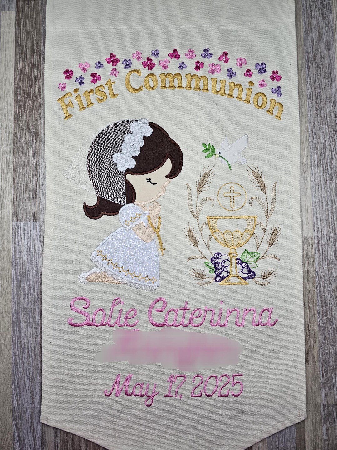 Holy Communion Banner, Personalized First Communion Sign, Embroidered ...