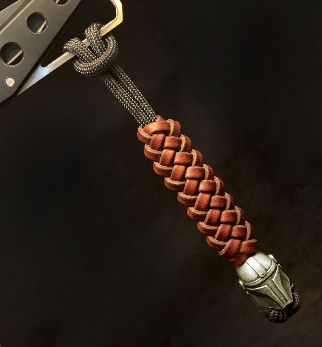 Custom Leather Keychain Lanyard,550 Paracord Keychain With White Brass ...