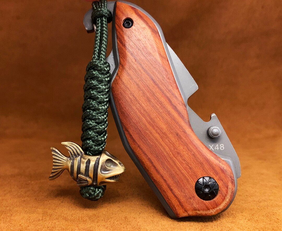 Mini Paracord Keychain With Copper "bony Fish" Bead, EDC Lanyard - Etsy