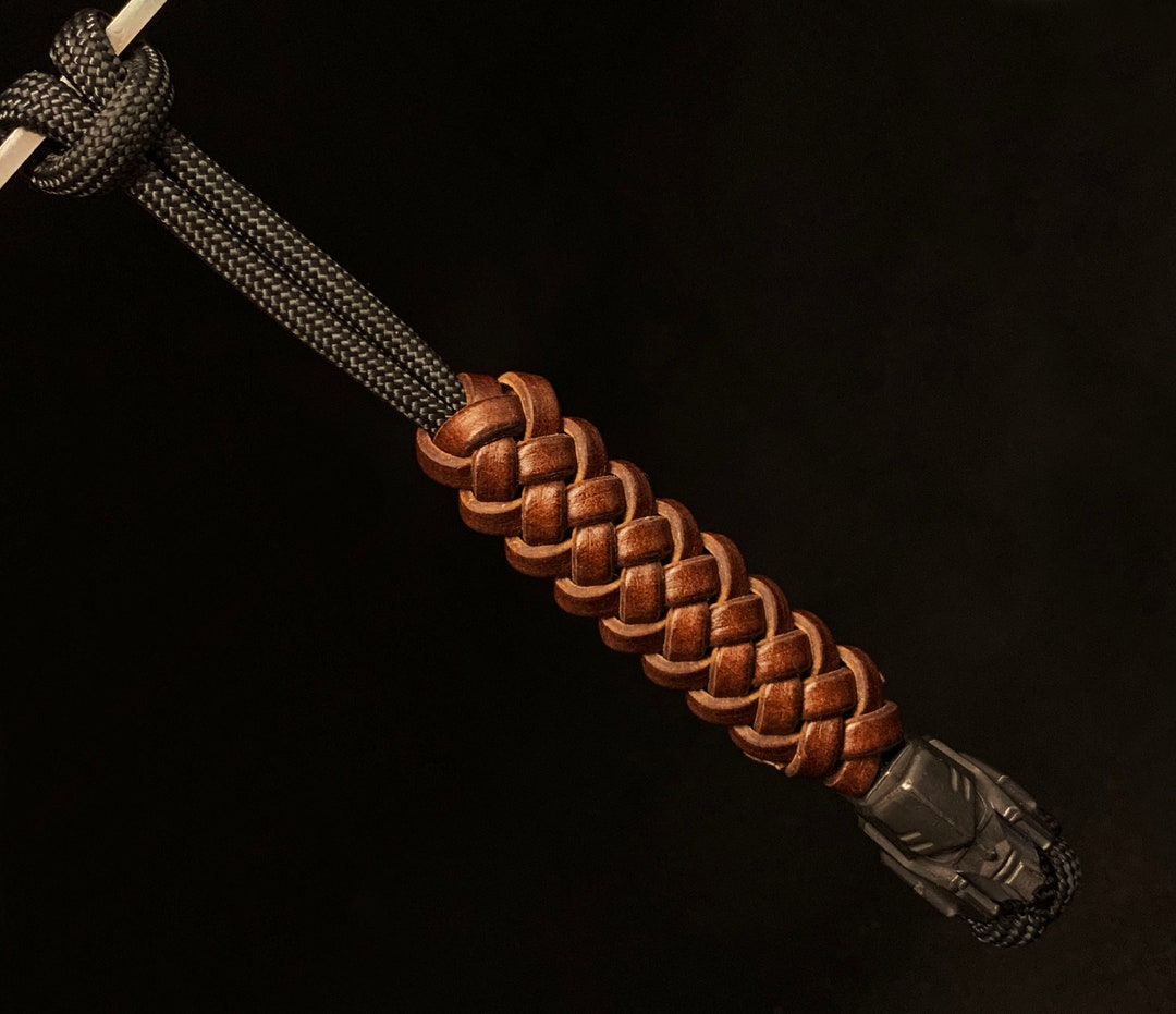 Custom Leather Lanyard Keychain,550 Paracord Keychain With Brass Bead ...