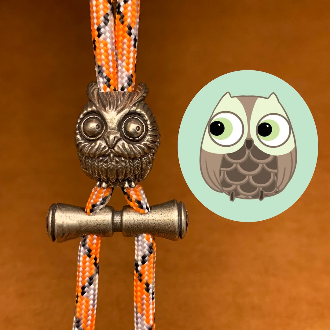 Brass Owl EDC Knife Bead, Paracord Lanyard Charm - Etsy