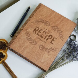 Blank Cookbook Binder / A5 Brown Wooden Recipe Notebook With 80 Recipe ...
