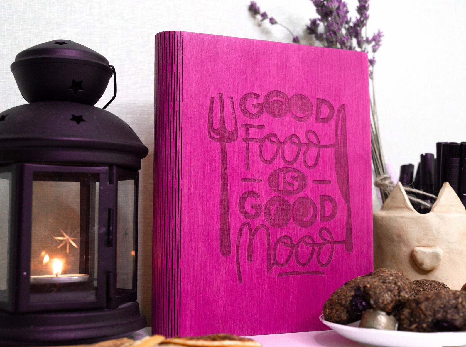 Pink Blank Recipe Book A5 / Colorful Wooden Cookbook for | Etsy
