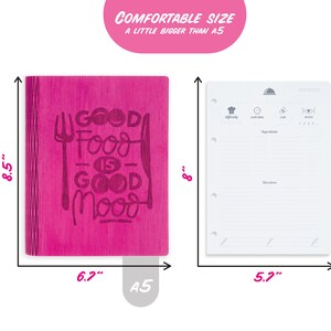 Pink Blank Recipe Book A5 / Colorful Wooden Cookbook for | Etsy