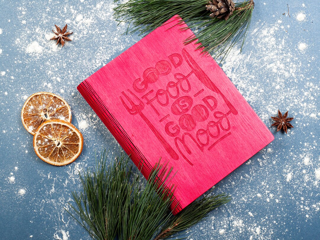 Pink Blank Recipe Book A5 / Colorful Wooden Cookbook for Recipe Storage ...