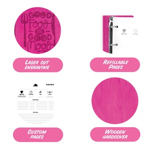 Pink Blank Recipe Book A5 / Colorful Wooden Cookbook for | Etsy