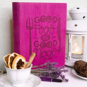 Pink Blank Recipe Book A5 / Colorful Wooden Cookbook for | Etsy