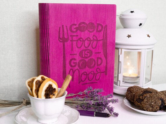Pink Blank Recipe Book A5 / Colorful Wooden Cookbook for | Etsy