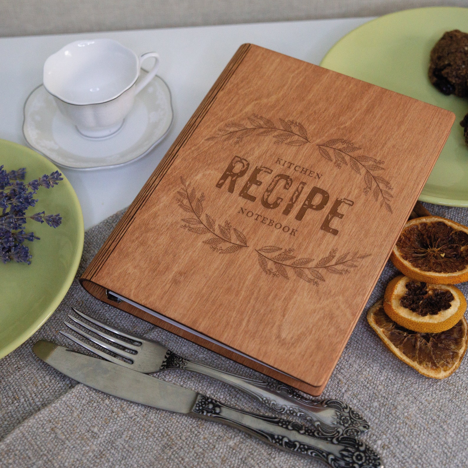 Blank Cookbook Binder / A5 Brown Wooden Recipe Notebook with | Etsy